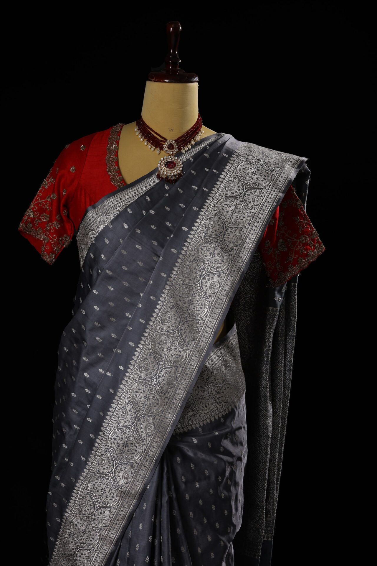 Elephant Grey Banarsi Saree