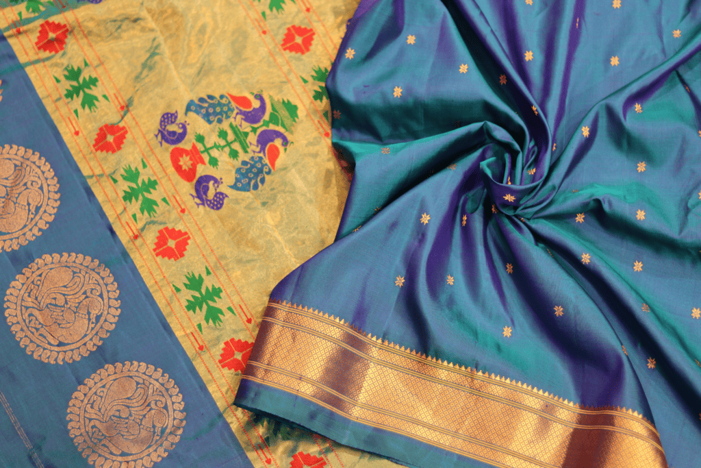 Ocean Blue Kalanjali Paithani