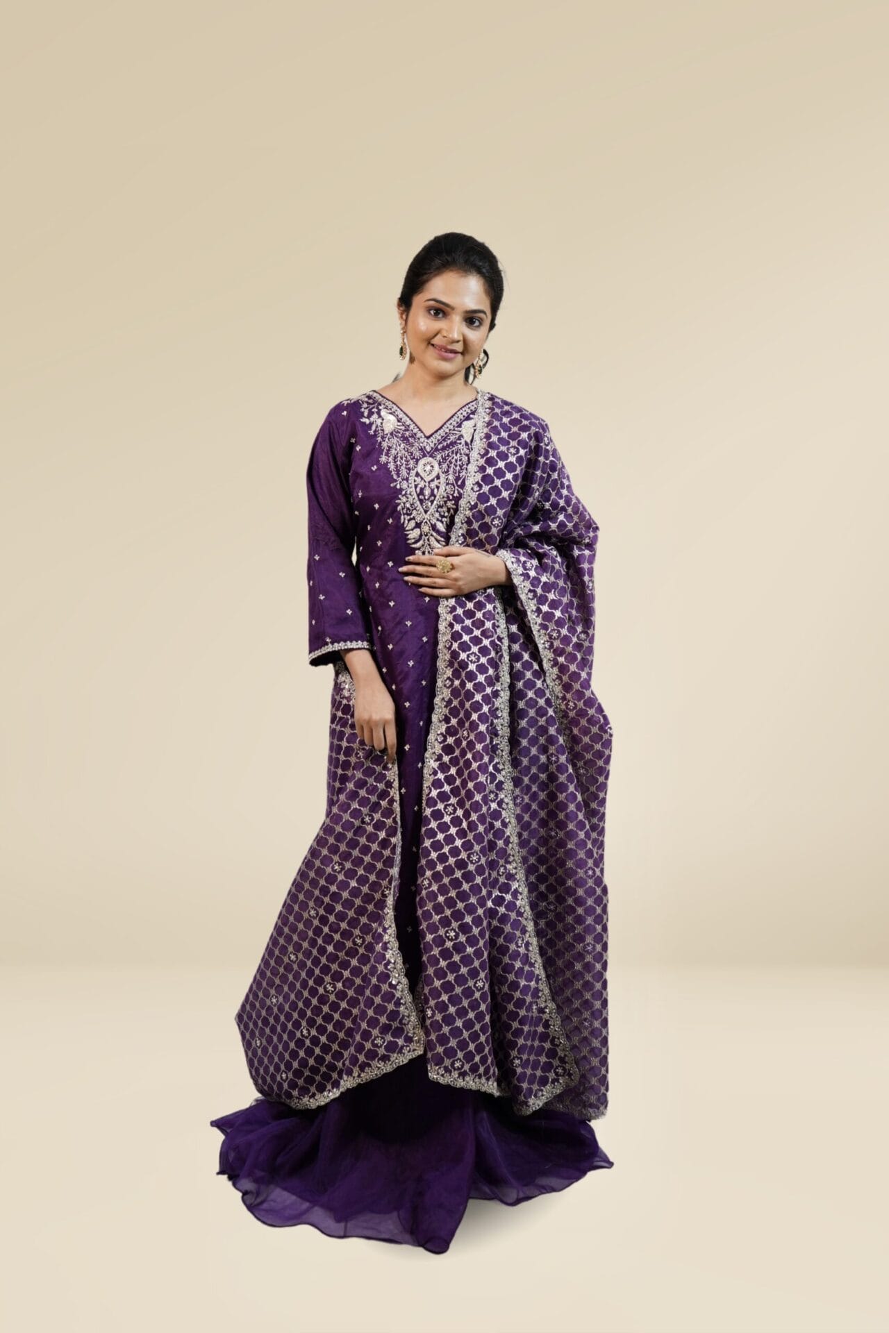 Purple Sharara Set